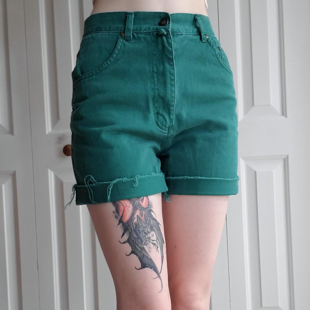 Vintage high waisted sea green shorts in size 12... - Depop