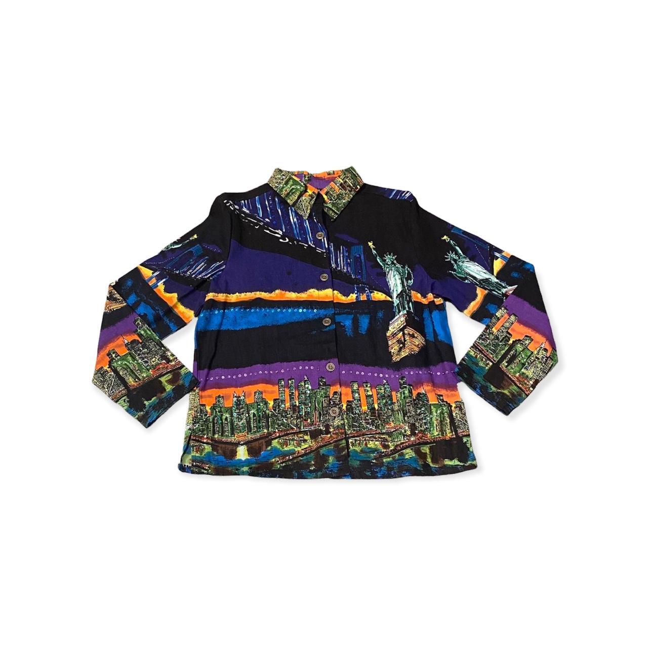 super cool all over new york city print button up... - Depop