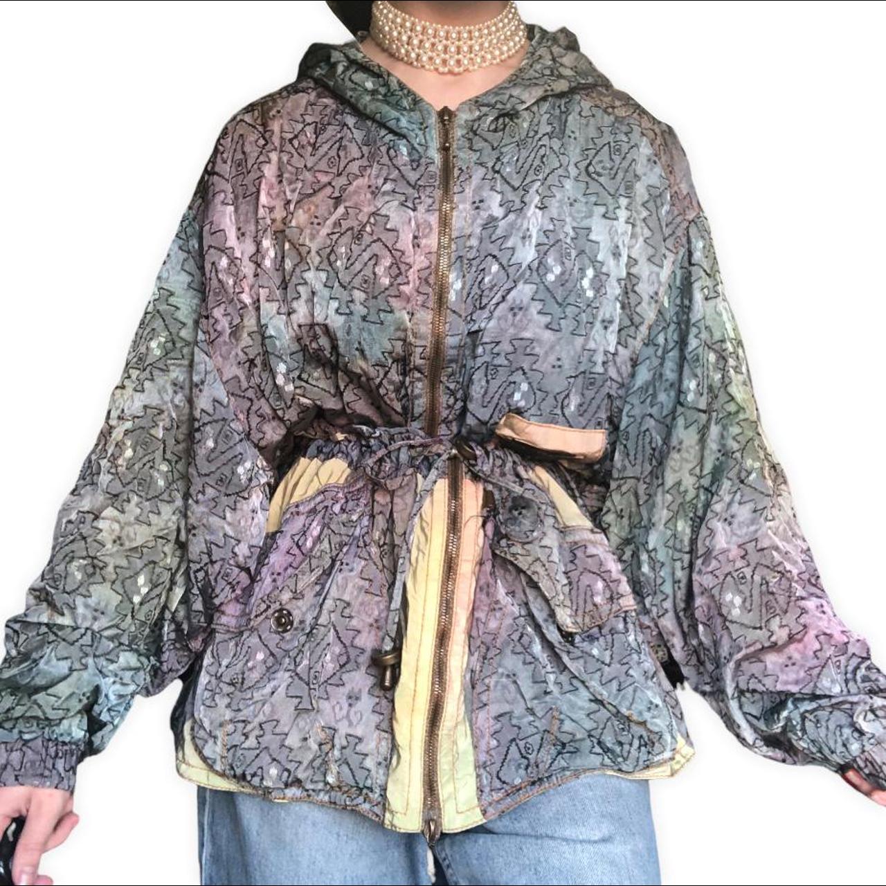 Vintage funky jacket. 80s funky iridescent rainbow... - Depop