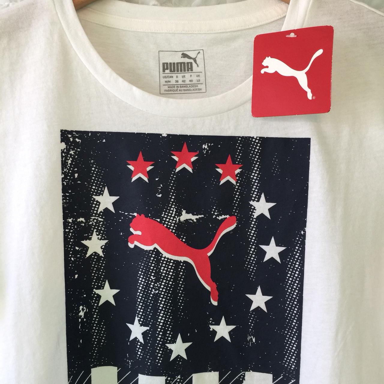 Never worn new with tags white Puma short sleeve... - Depop