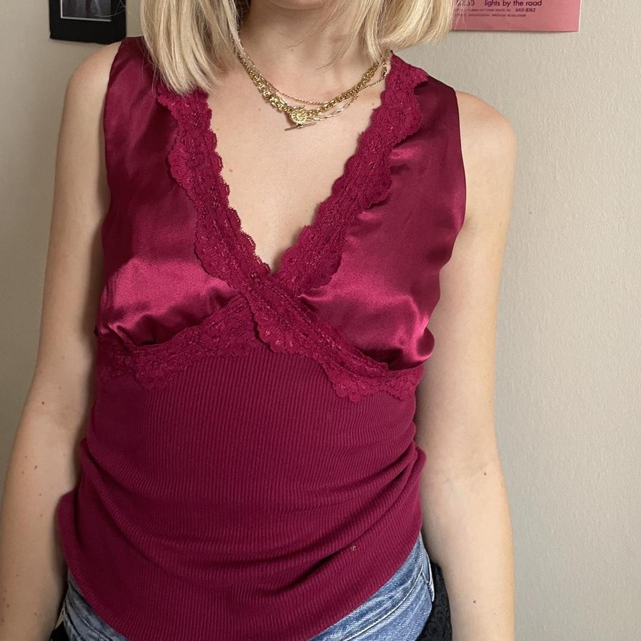 Vintage silk and cotton tank top - Depop
