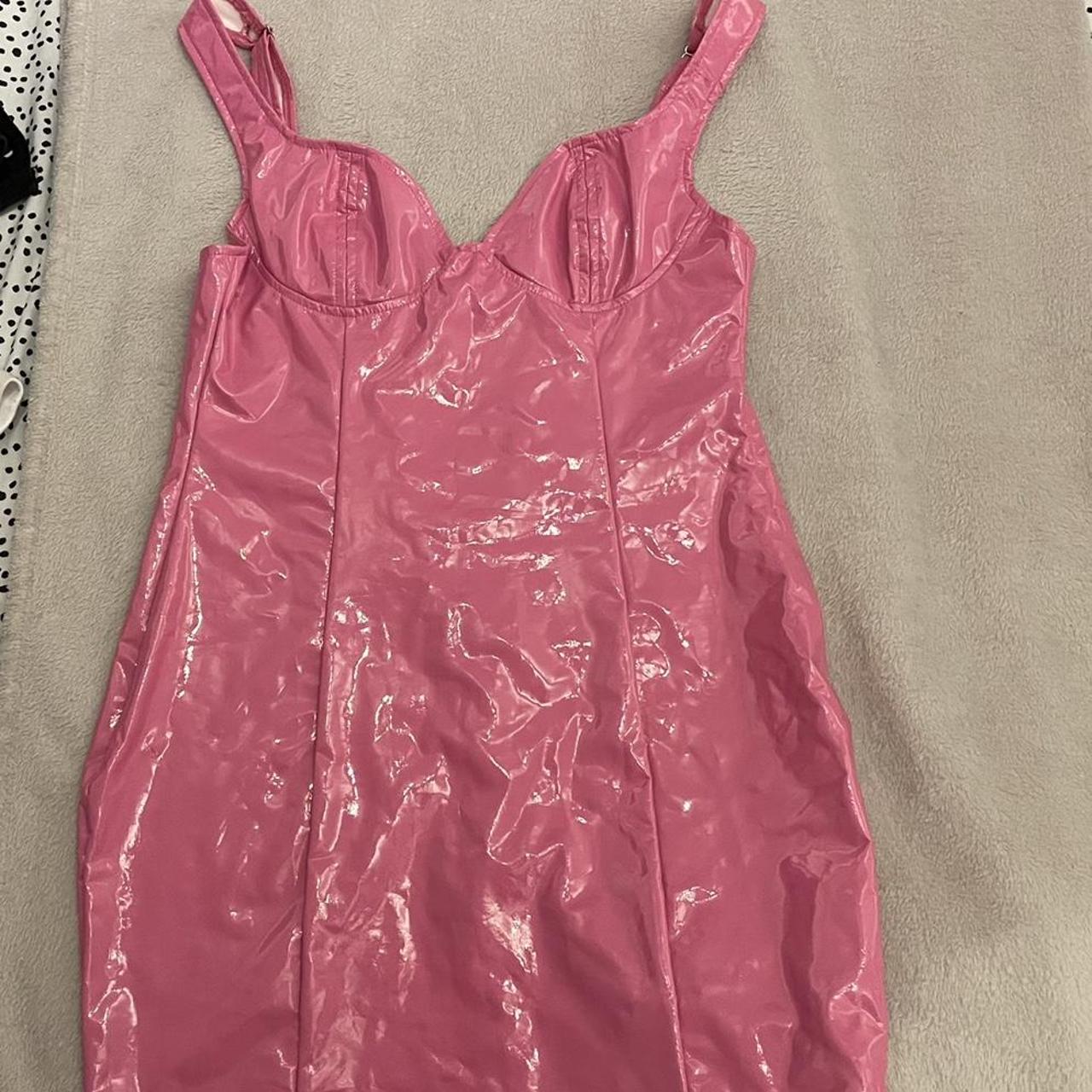 PLT PU pink bodycon dress, size M, fits well on size... - Depop