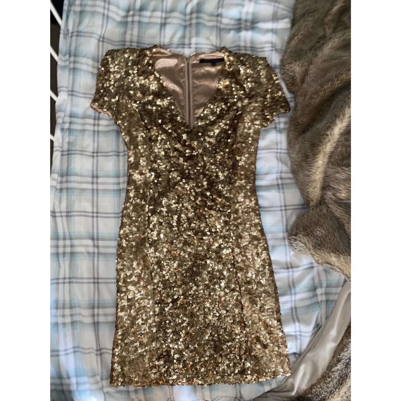 Stunning GOLD french connection dress Sequins!!!... - Depop