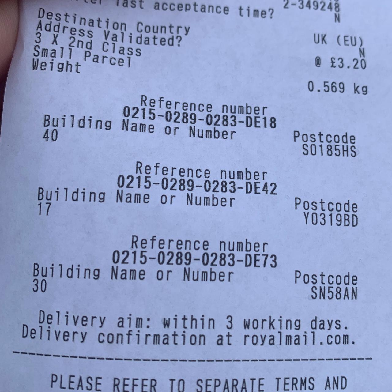 Proof of postage - Depop