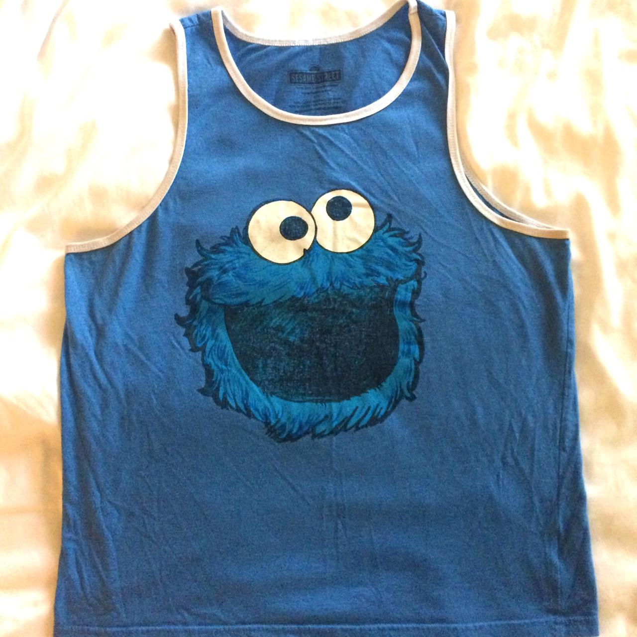 #Sesame Street Cookie Monster Tank Top in Blue with... - Depop