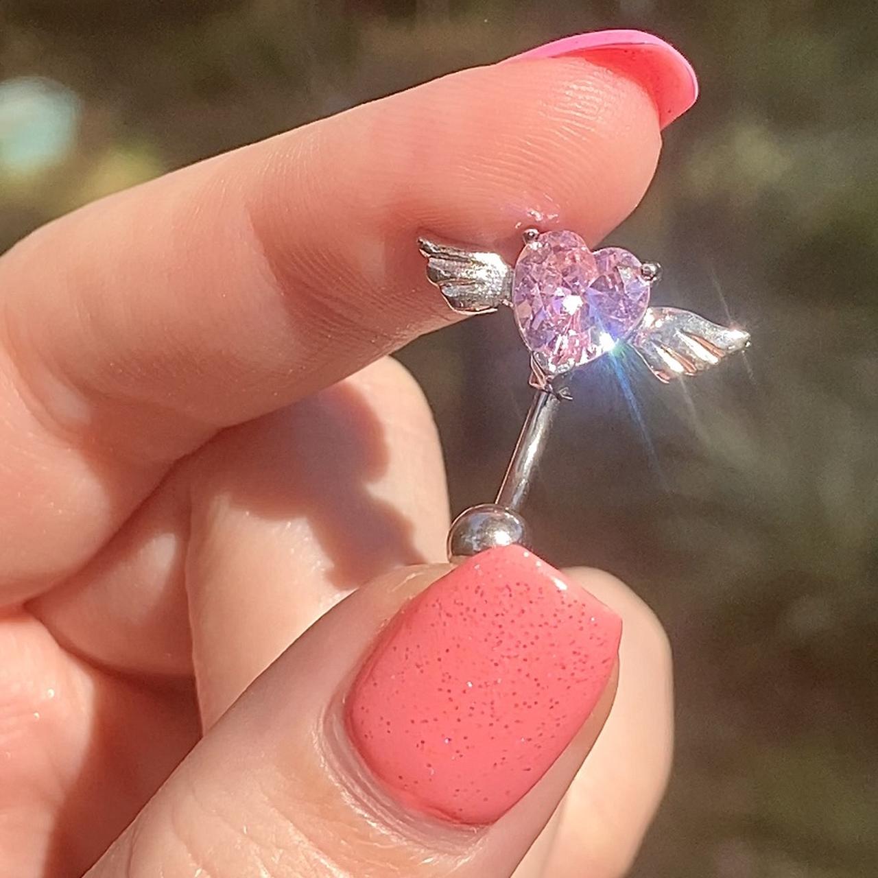 Angel Heart reverse Belly Button Ring - Cute Body... - Depop