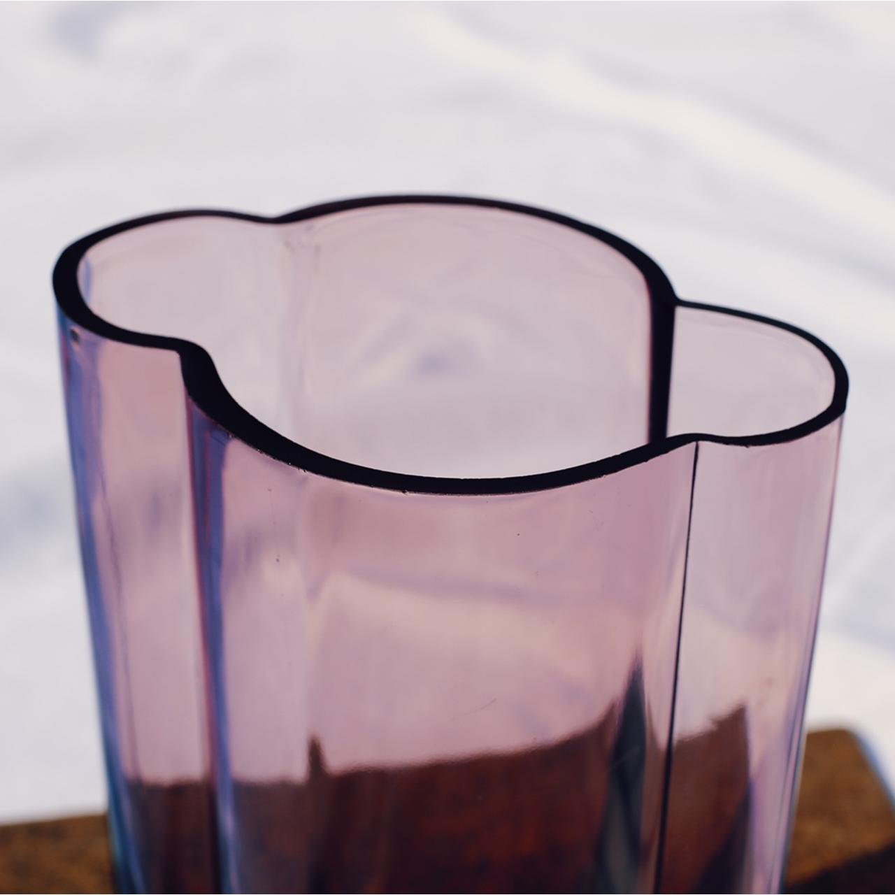 Purple curvy glass vase. 10” tall - Depop