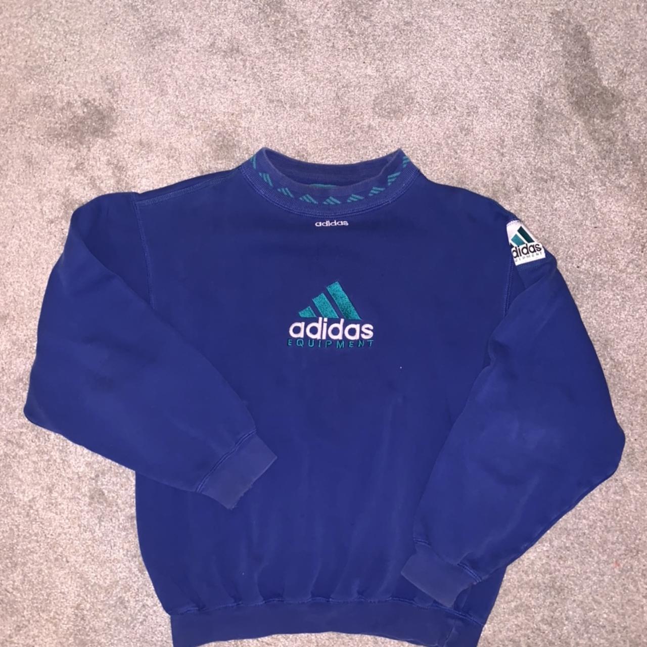 Rare Vintage Adidas Equipment Jumper Blue Men’s... - Depop
