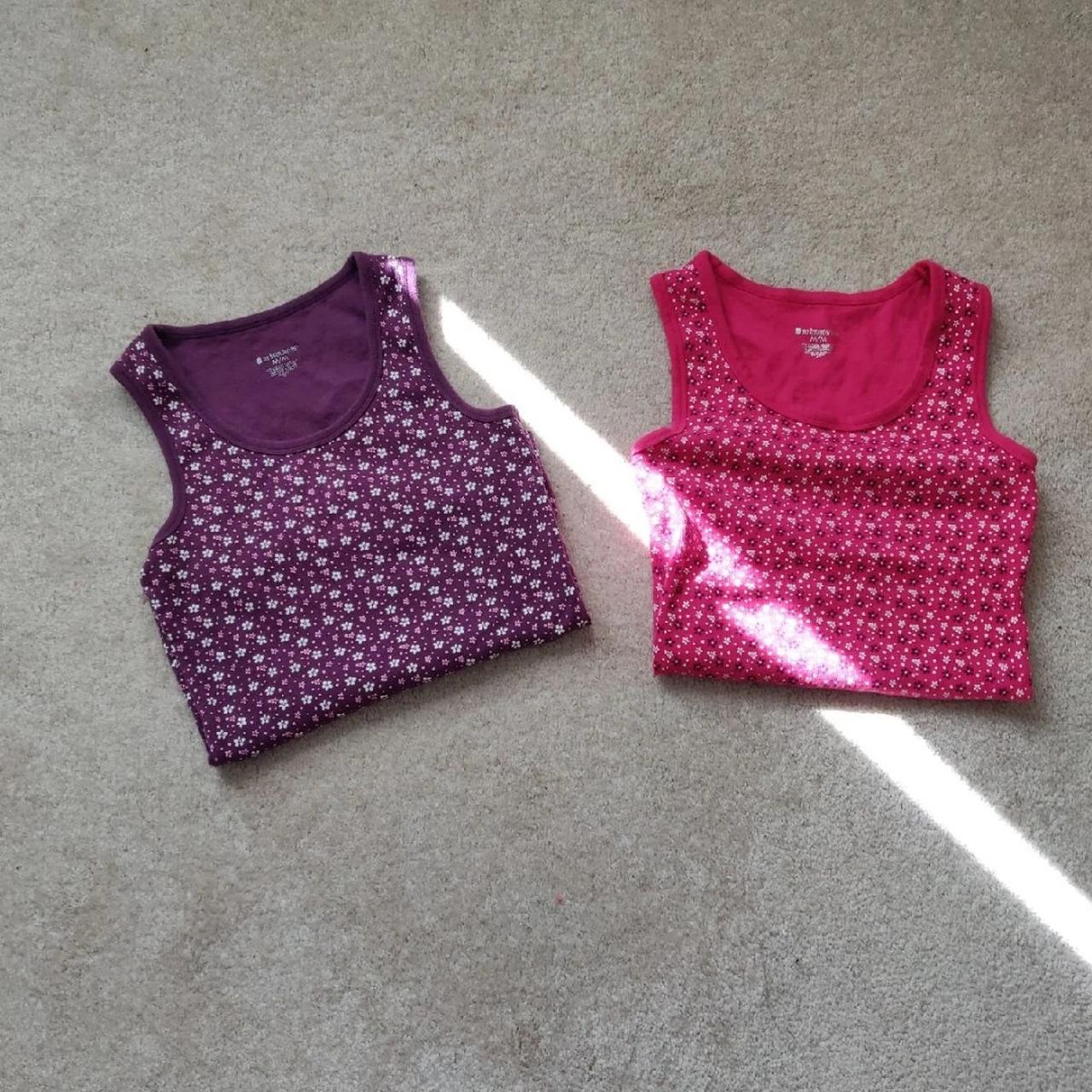 Floral pink and purple tank top bundle 2 Size medium... | Depop
