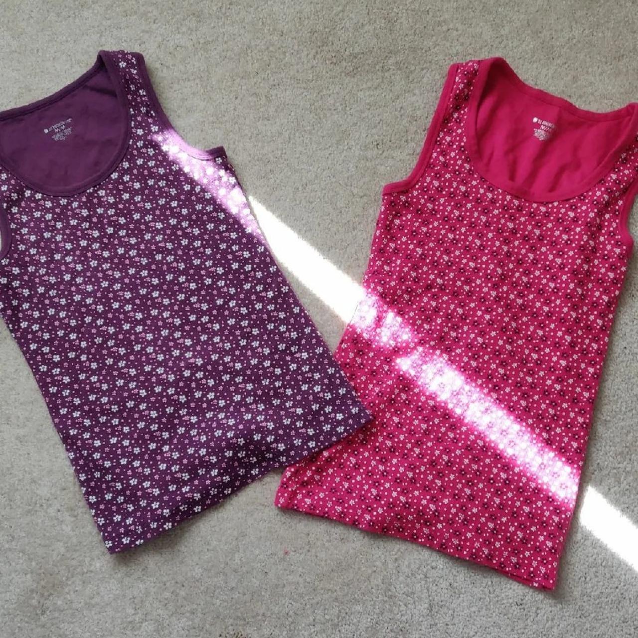 Floral pink and purple tank top bundle 2 Size medium... | Depop