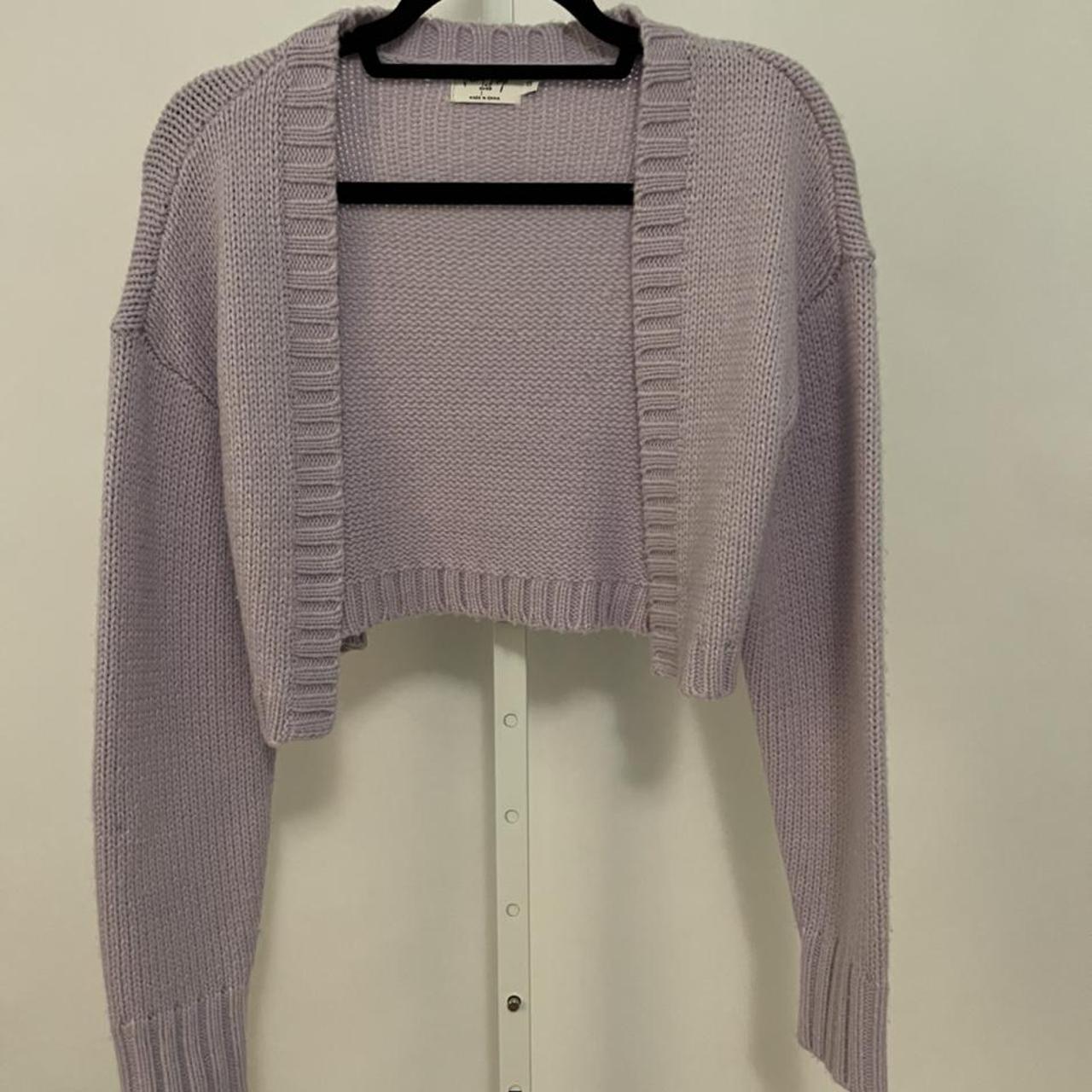 Cropped little lavender knit cardigan. Perfect to... - Depop
