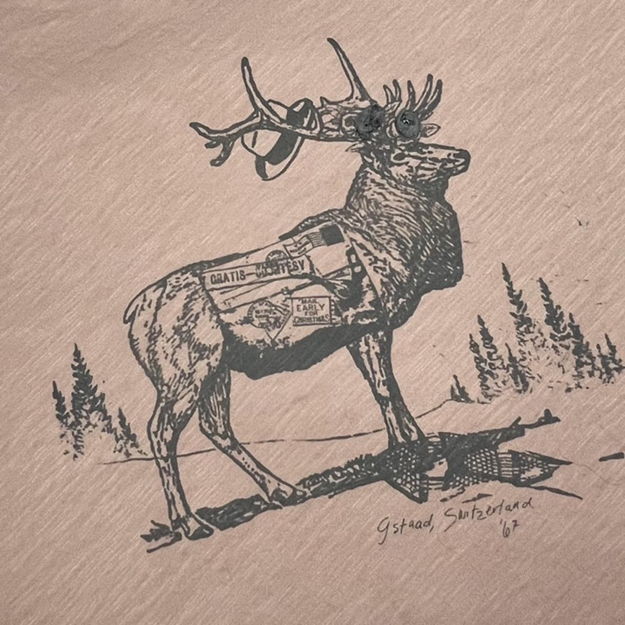 J.Crew Dusty Pink Elk Graphic T-Shirt size M In... - Depop