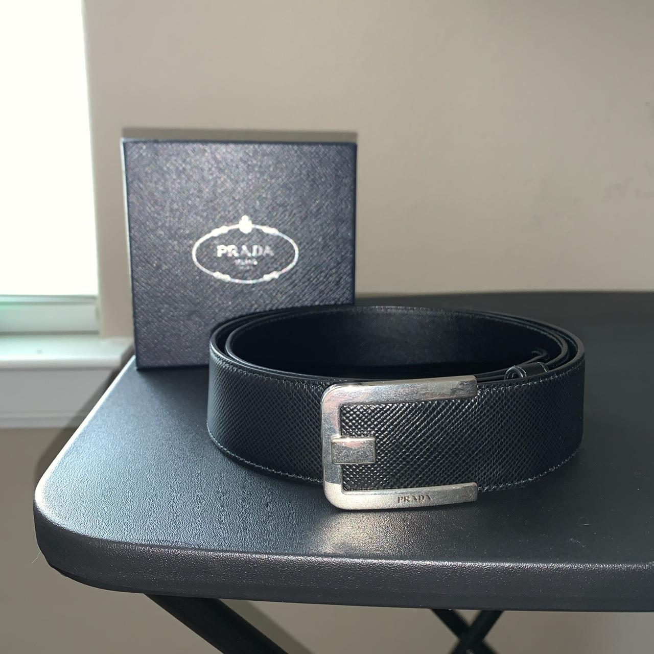prada belt from 2019 good condition 9/10 fits 30-34... - Depop