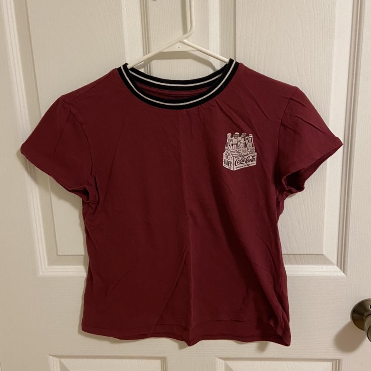 Coca-Cola Women's Burgundy T-shirt | Depop