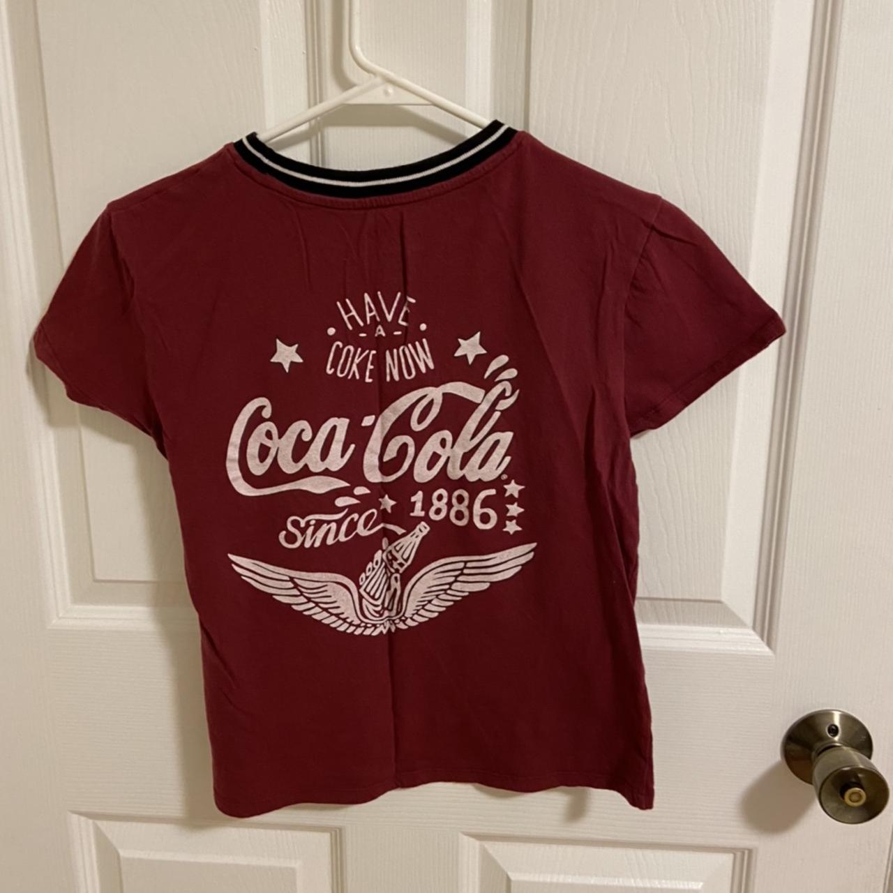 Coca-Cola Women's Burgundy T-shirt | Depop