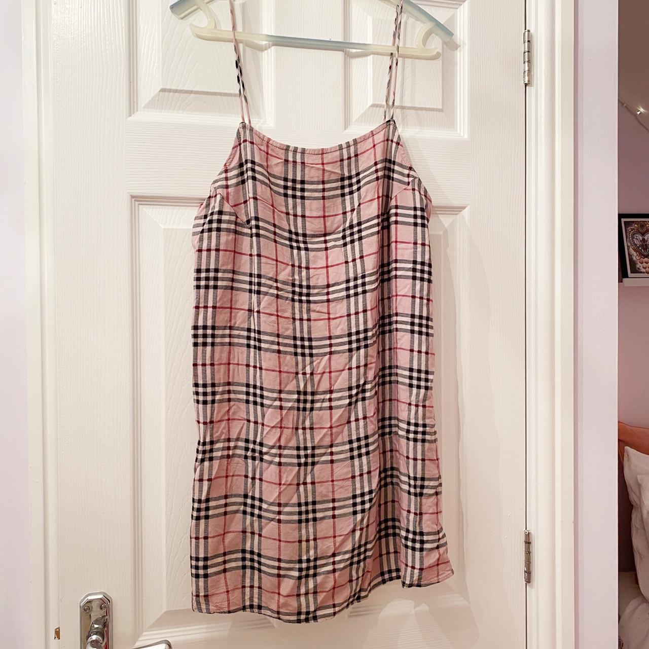 Motel Rocks pink check tartan plaid strappy slip... - Depop