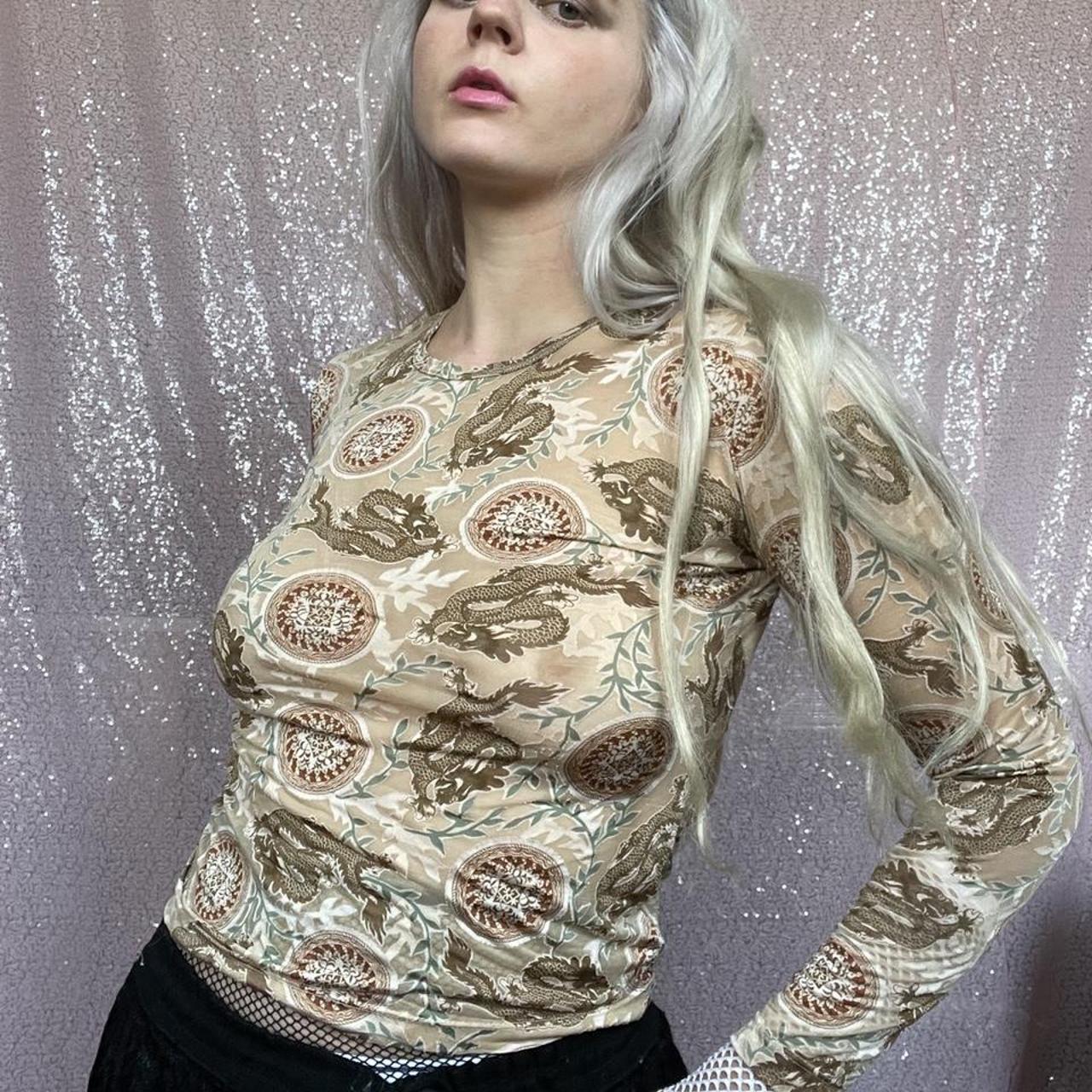 VINTAGE 1990’s MESH DRAGON TOP super cute Tag was... - Depop
