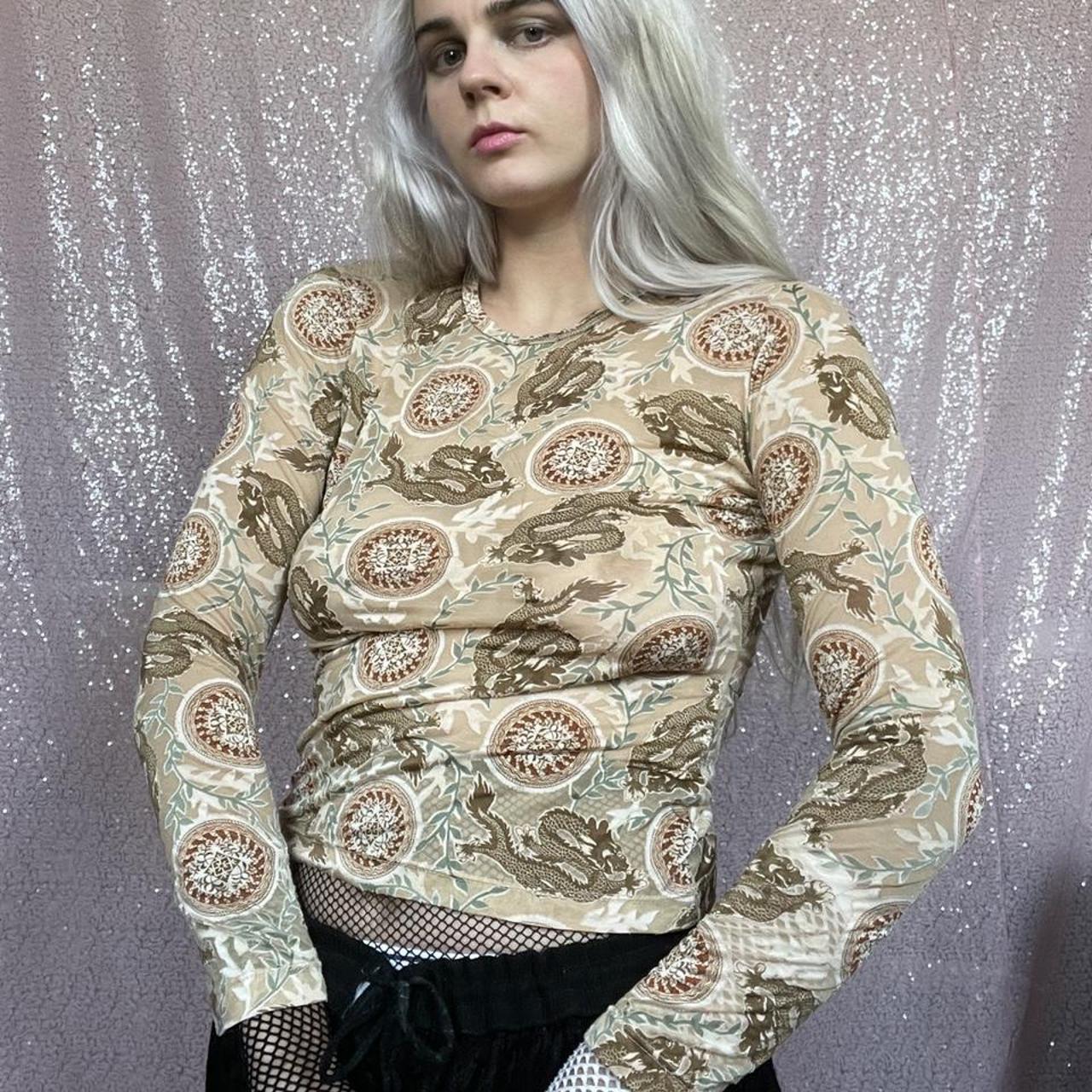 VINTAGE 1990’s MESH DRAGON TOP super cute Tag was... - Depop
