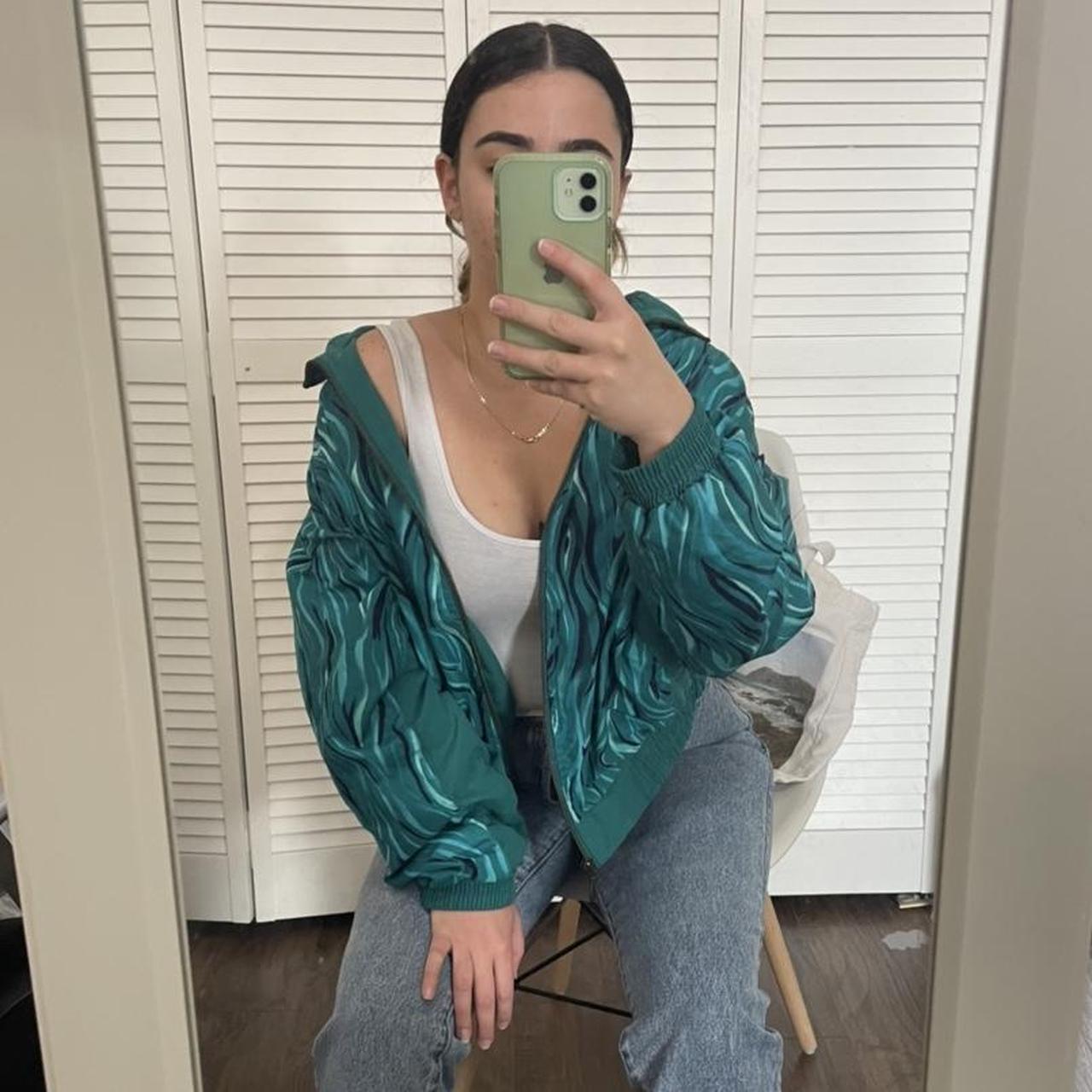 Turquoise bomber jacket with lighter color... - Depop