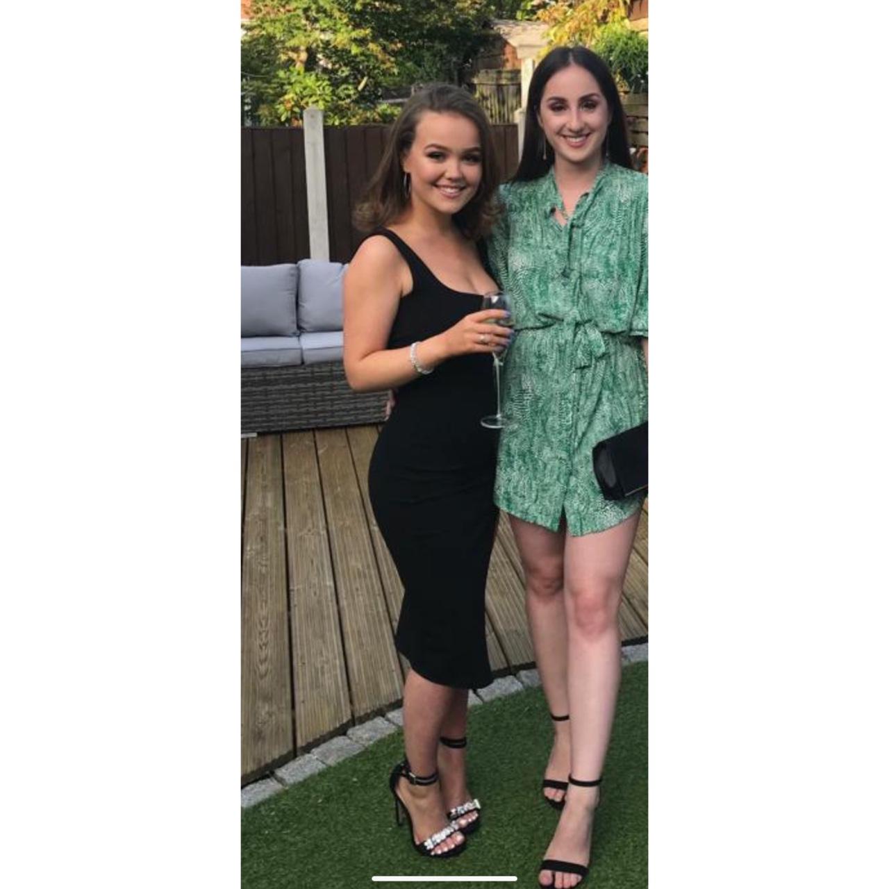 PLT black split leg midi dress with knot back... - Depop