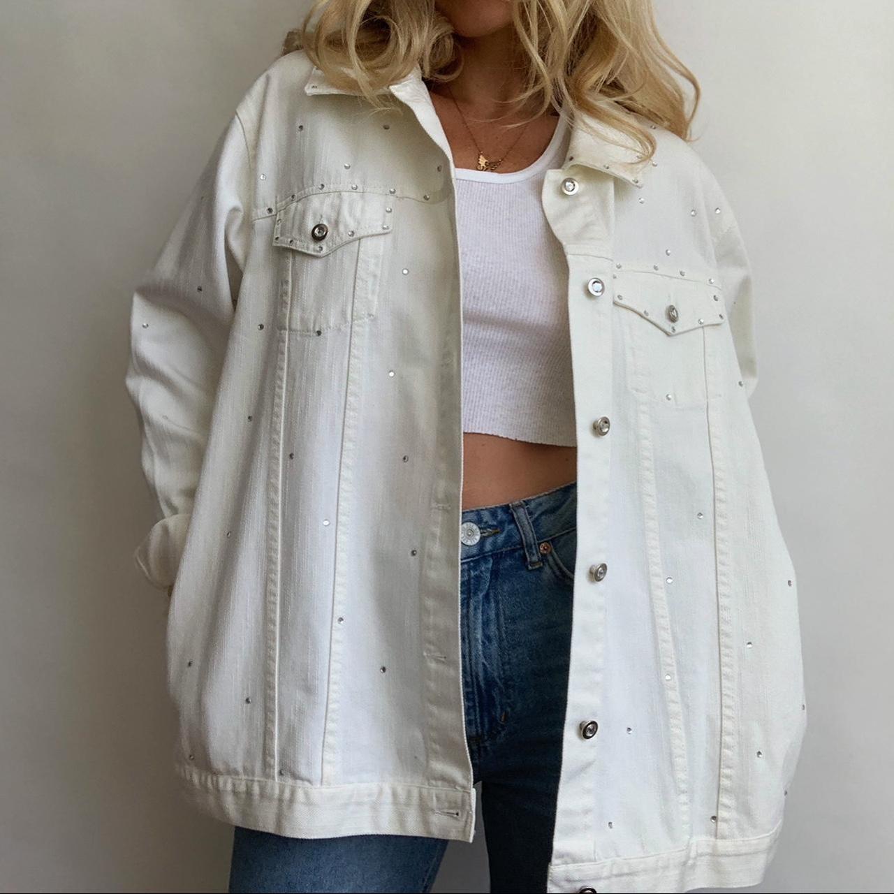 White Bedazzled Vintage Denim Jacket Here’s your... - Depop