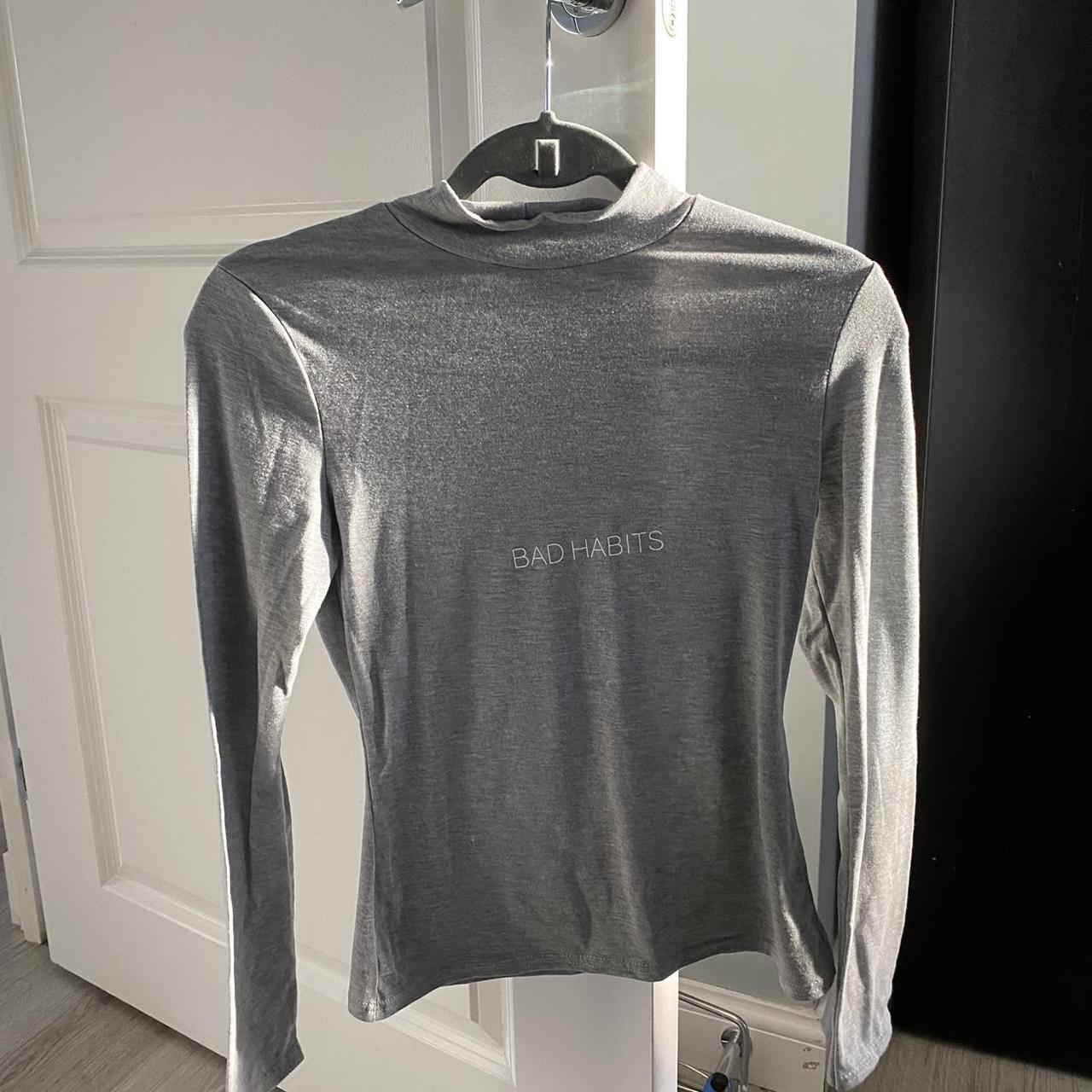 Pretty little thing grey ‘bad habits’ long sleeve... - Depop