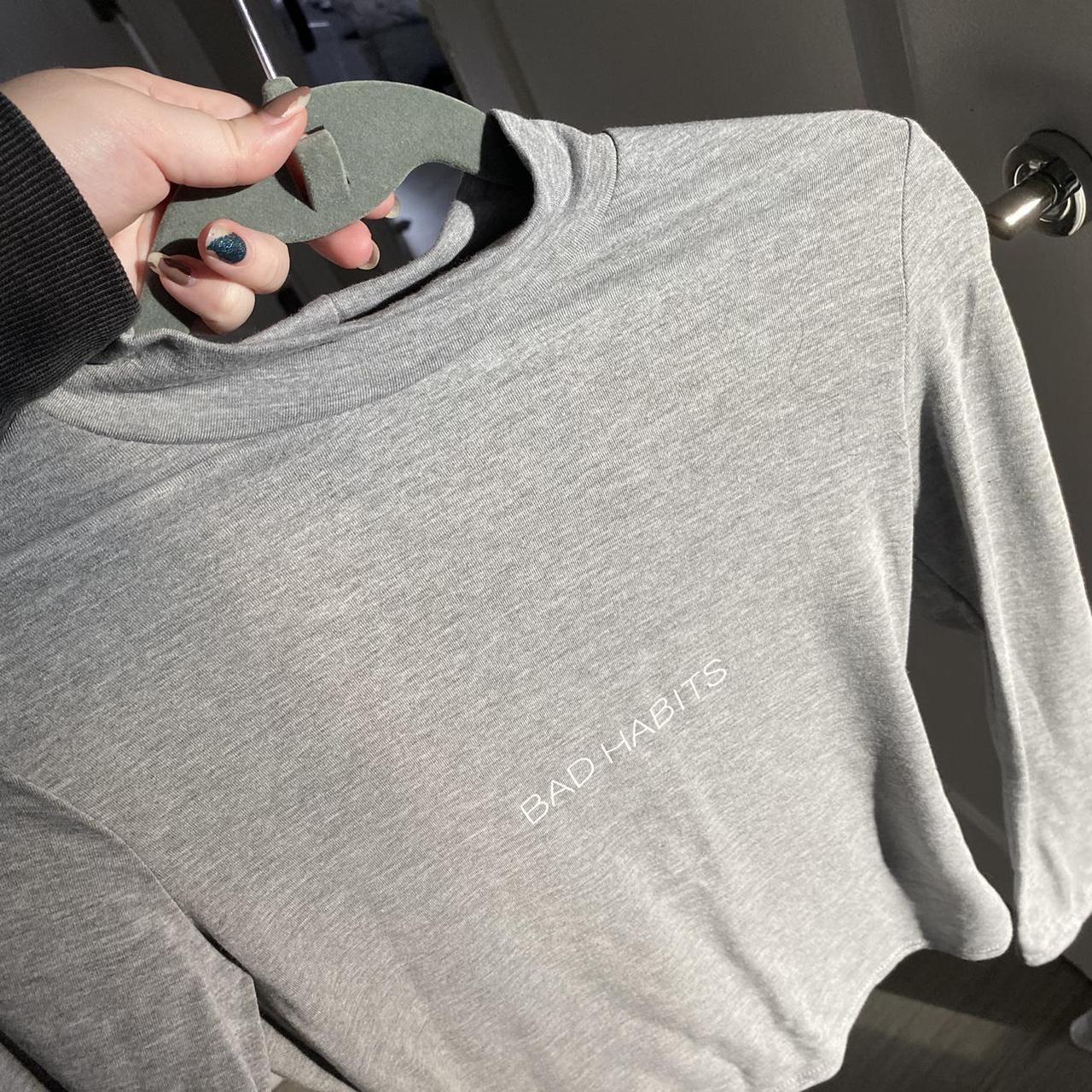 Pretty little thing grey ‘bad habits’ long sleeve... - Depop