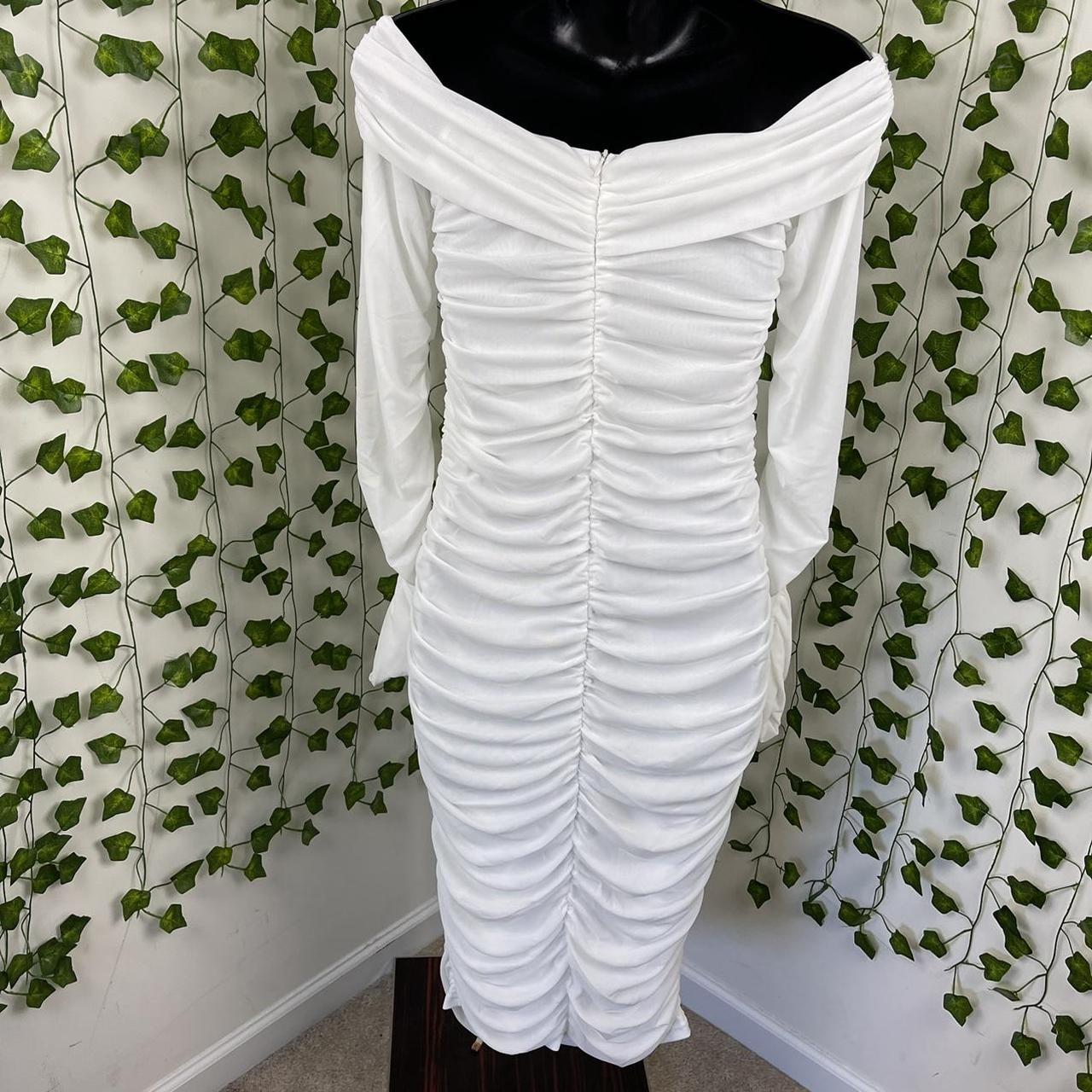 White Elegant Off the shoulder Ruffle Roosh Dress... - Depop