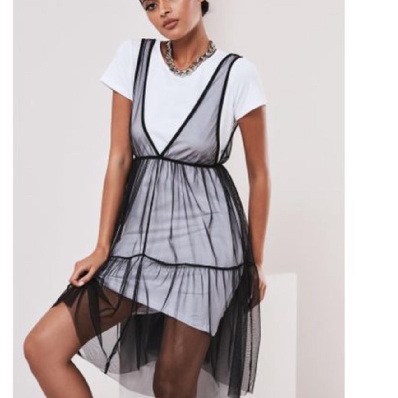 Missguided Tulle Overlay T-shirt dress, size medium,... - Depop