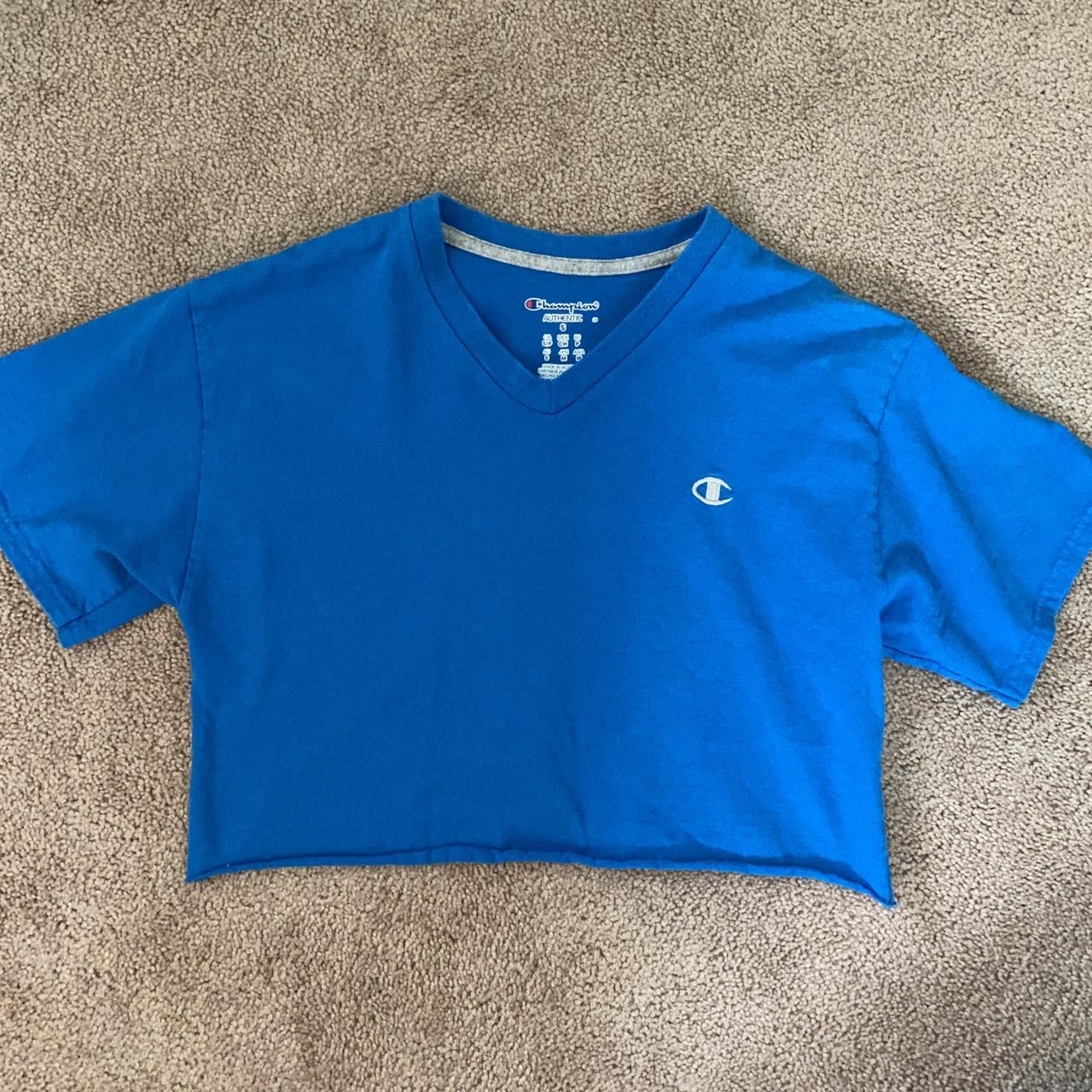 Champion Cut off Blue Crop Top 🦋💙 perfection... - Depop