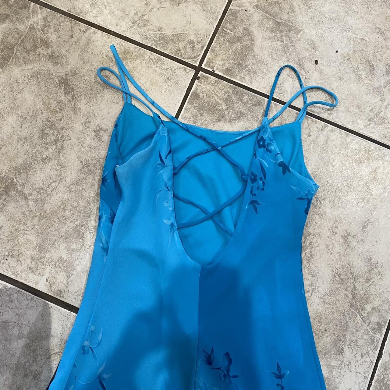 Y2K prom dress Beautiful blue floral ankle length... - Depop