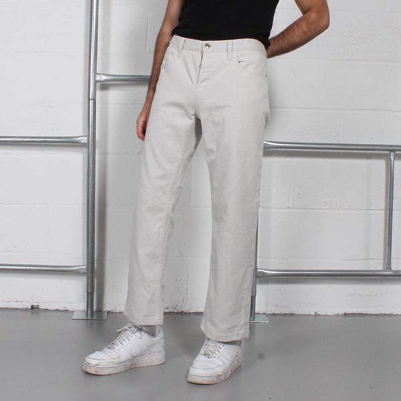 Gucci jeans in stone grey denim with jacquard logo... - Depop