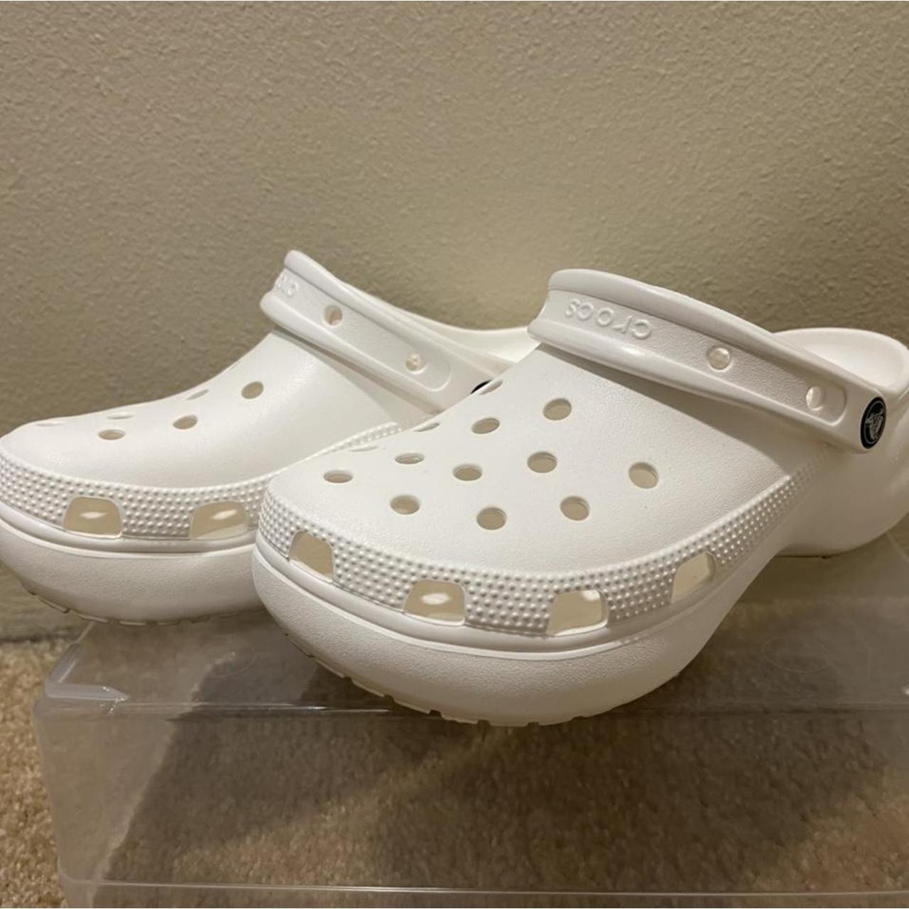 Crocs Women's White Clogs | Depop