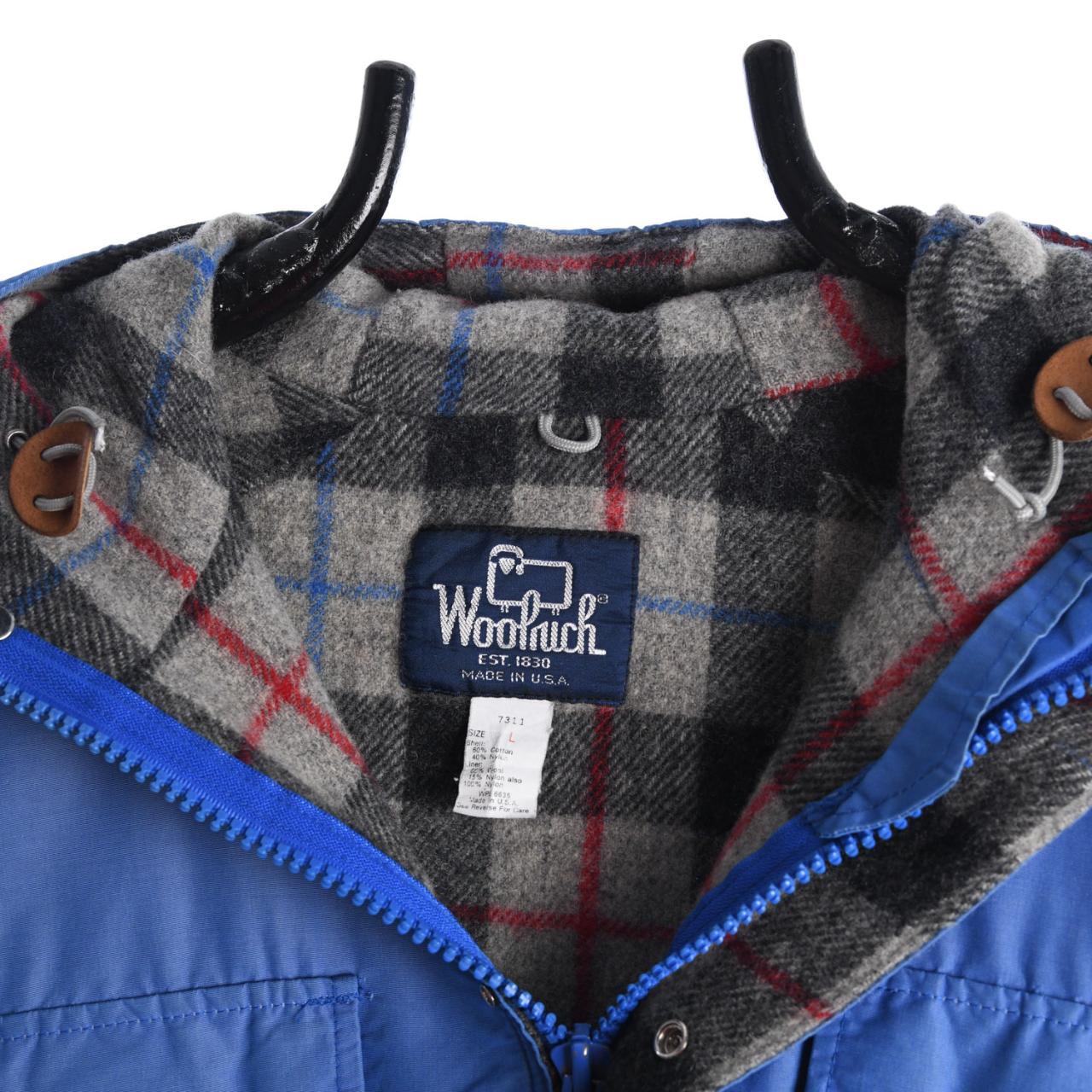 80s blue Woolrich hooded utility jacket large... - Depop