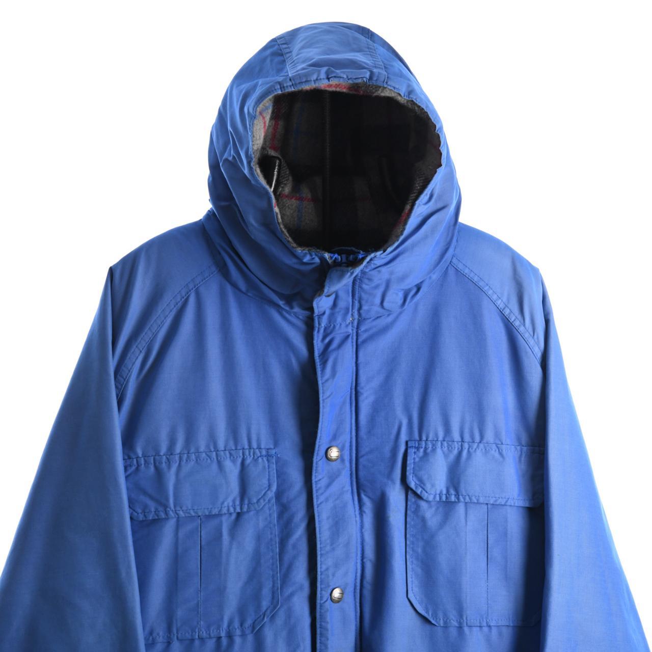 80s blue Woolrich hooded utility jacket large... - Depop