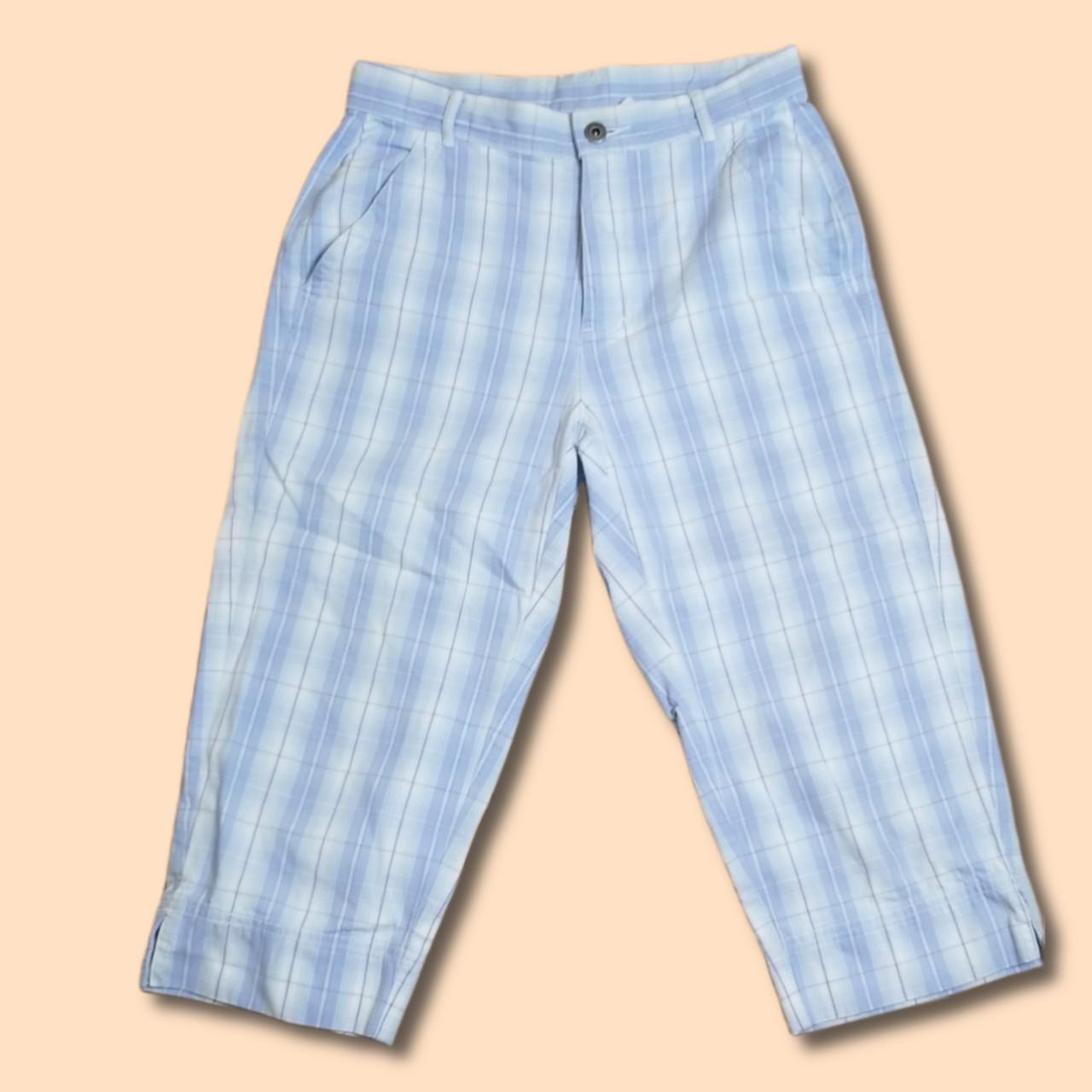 Light blue plaid capris US size 6 super cute pants!... - Depop