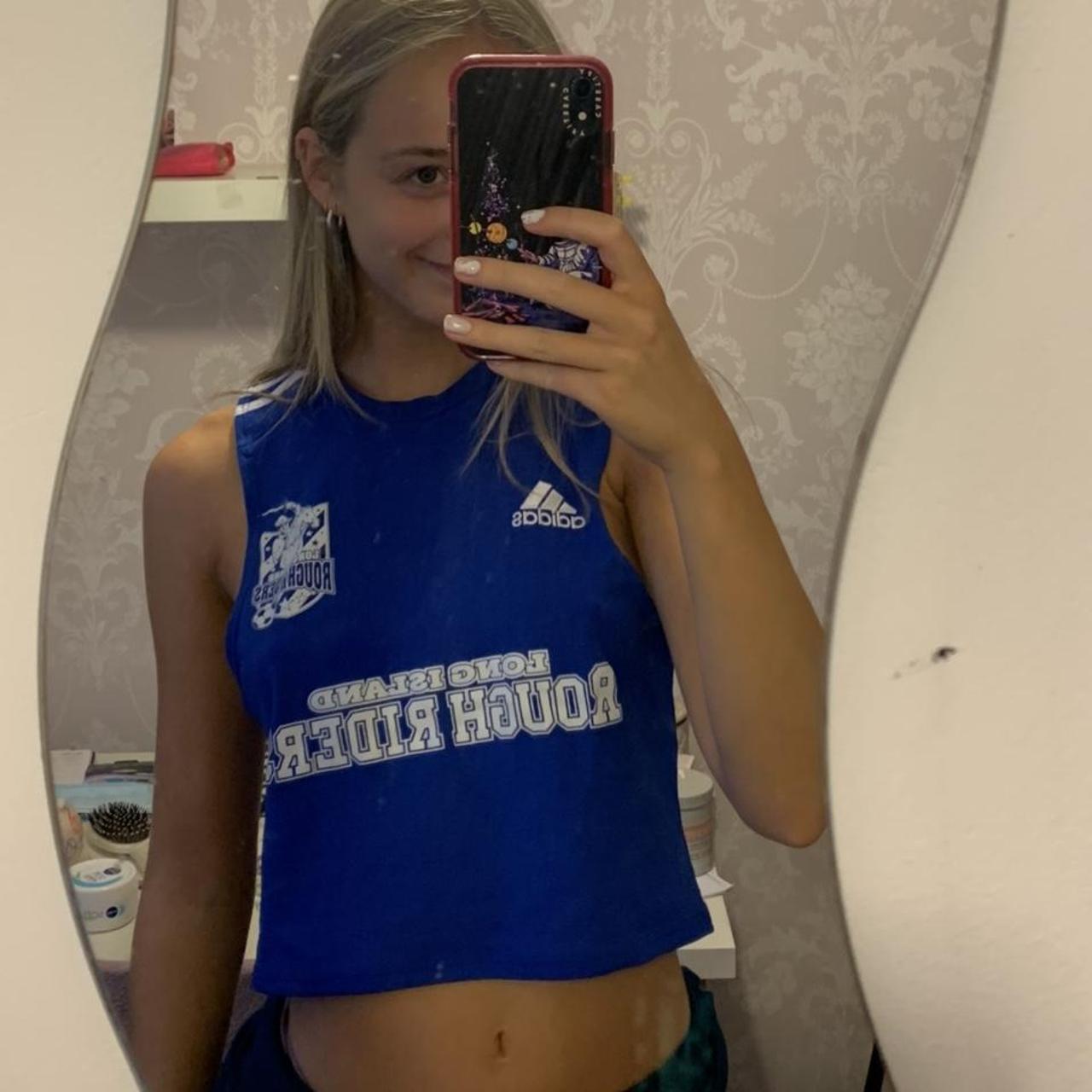 Adidas sports top Beaut blue colour!!! Fit 6-8 best xo - Depop