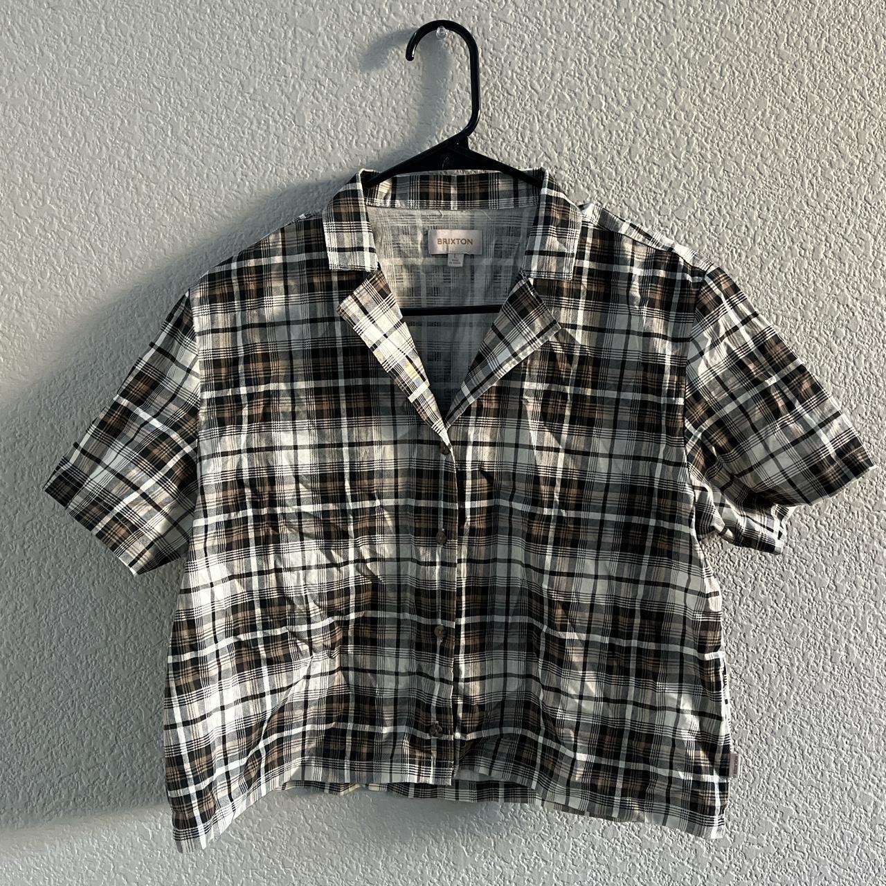 cute cropped flannel brixton tee!! size woman’s... - Depop