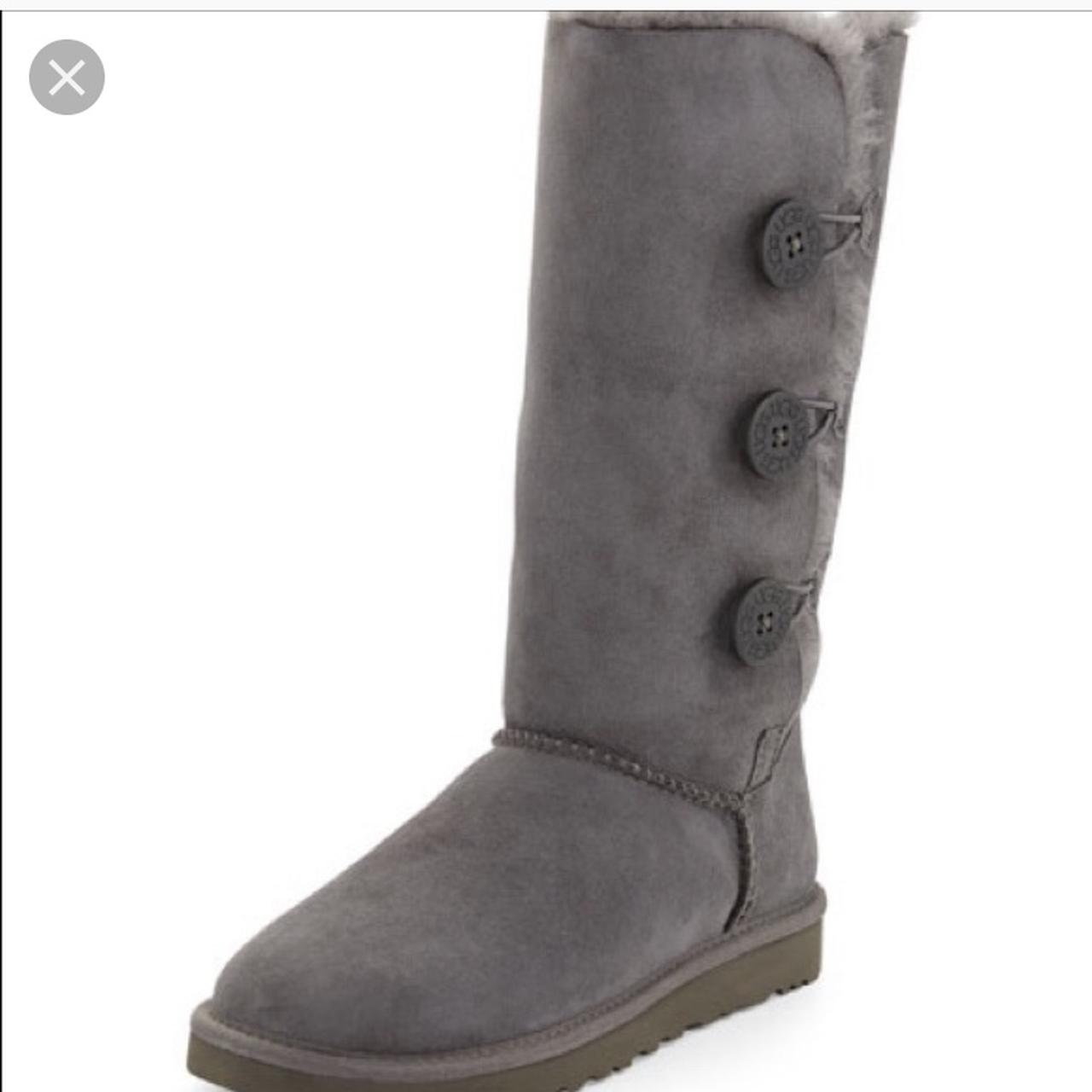 Tall Grey Ugg Bailey Button Boots. Barely worn. Size... - Depop