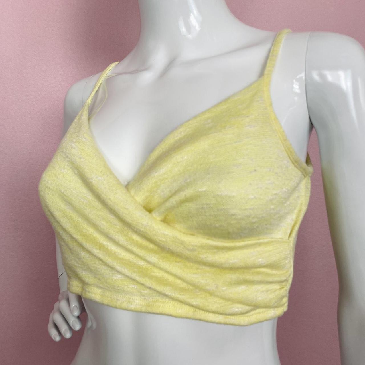 pastel bright yellow crop tank top, size... - Depop