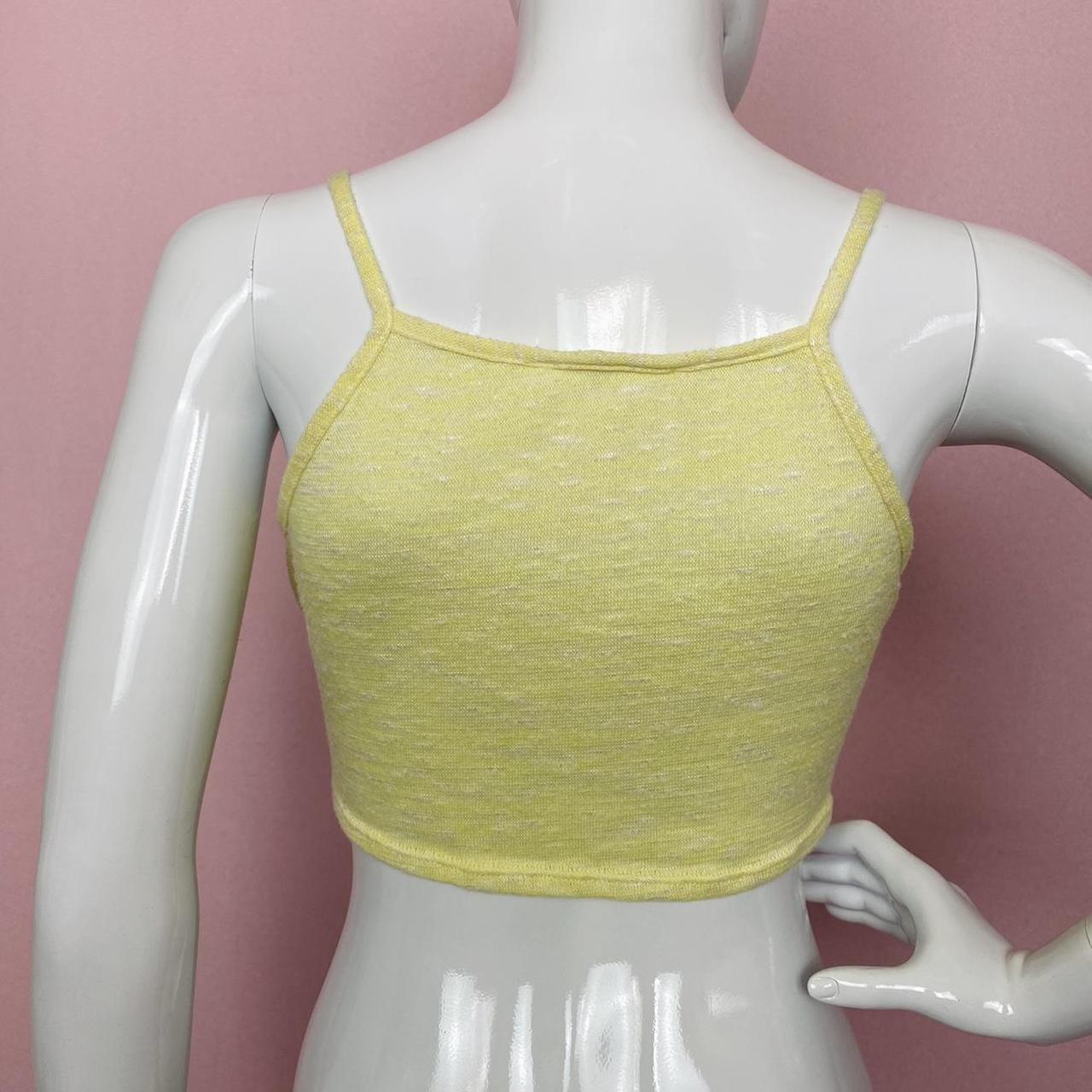 pastel bright yellow crop tank top, size... - Depop
