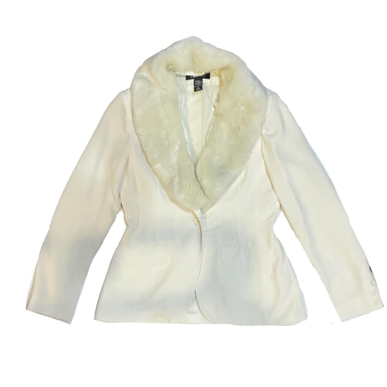 Cream color fur lined blazer, fur can be taken off... | Depop
