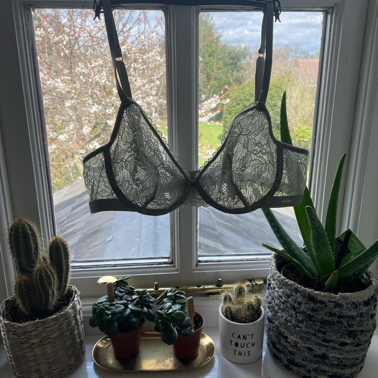 sage green bra, no padding ,wired , size 34C Can fit... - Depop