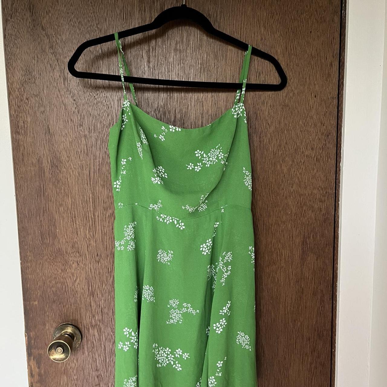reformation green white floral stacey mini... - Depop