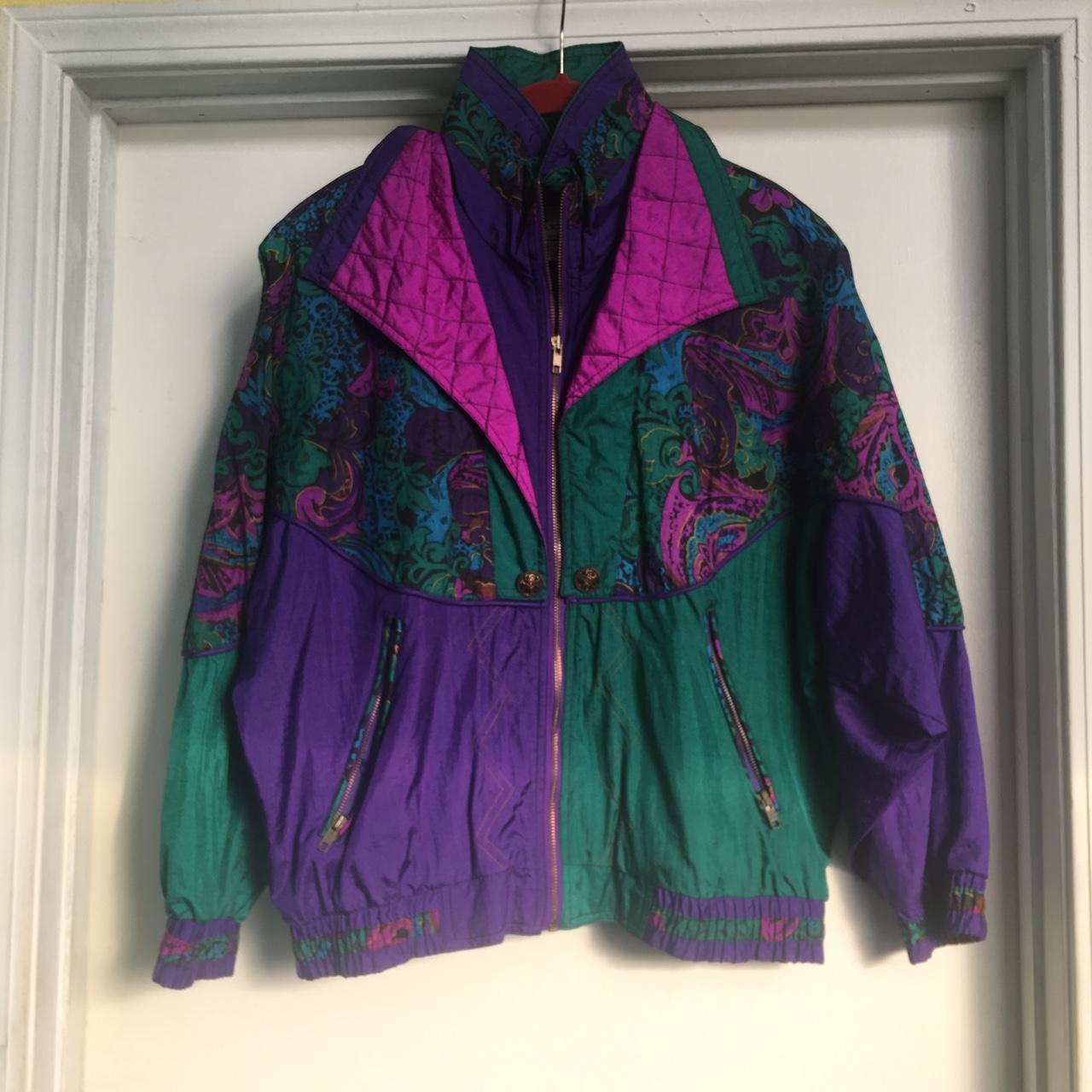 Vintage J. Gallery multi-color windbreaker... - Depop