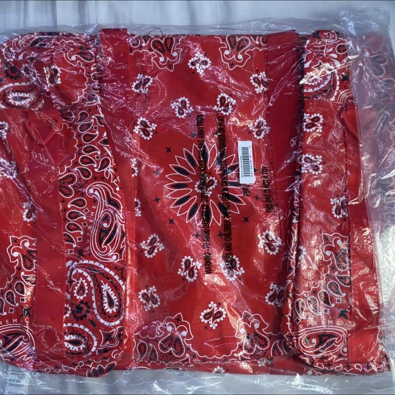 Supreme Red Bandana Tarp Large Duffle Bag ... - Depop