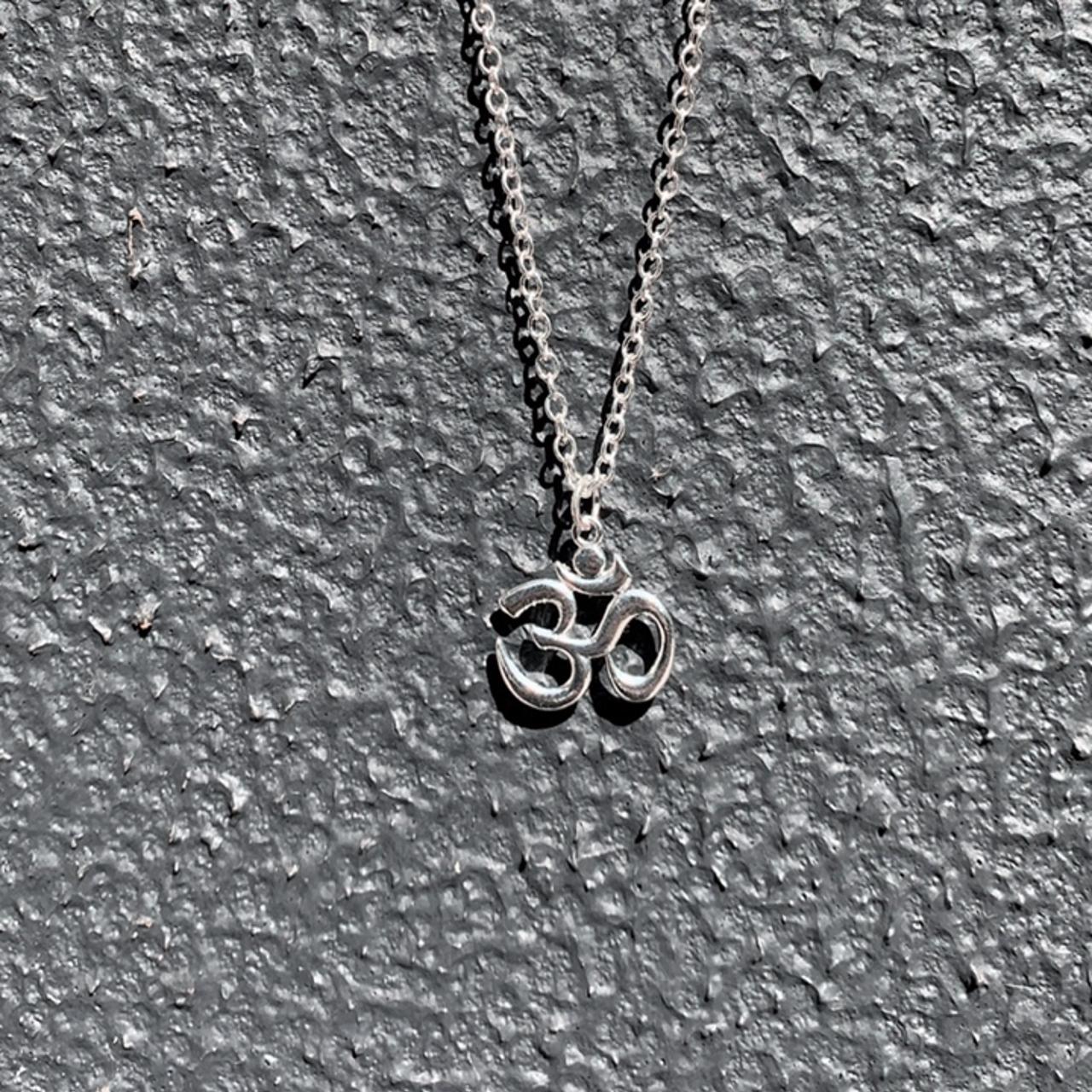 Hand made OM Symbol Chain Metal plated pendant... - Depop