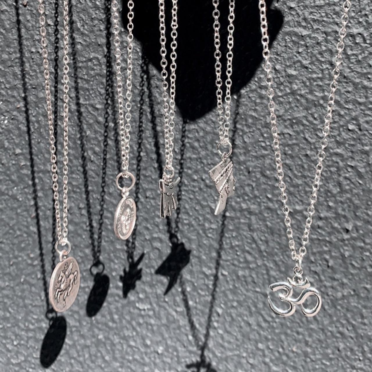 Hand made OM Symbol Chain Metal plated pendant... - Depop