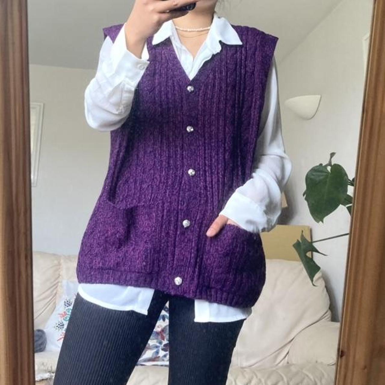Purple knitted sweater vest 🌸 soft knit vest 🌸... - Depop