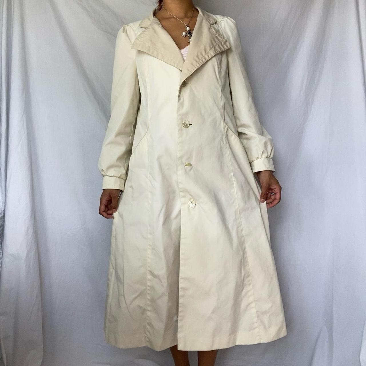 Vintage Trench Coat - 80s cream trench coat - taupe... - Depop
